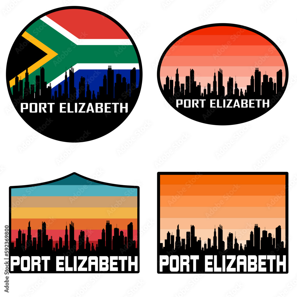 Port Elizabeth Skyline Silhouette South Africa Flag Travel Souvenir ...