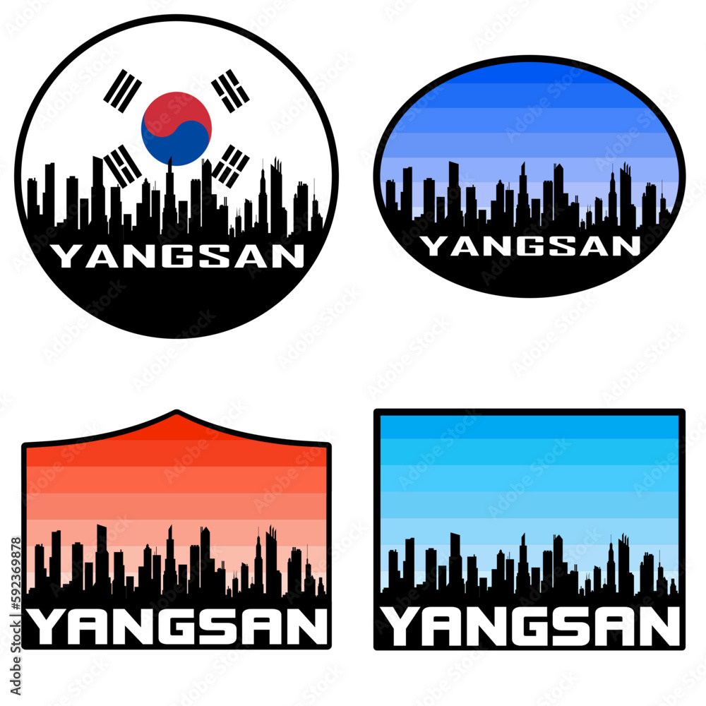 Yangsan Skyline Silhouette South Korea Flag Travel Souvenir Sticker ...