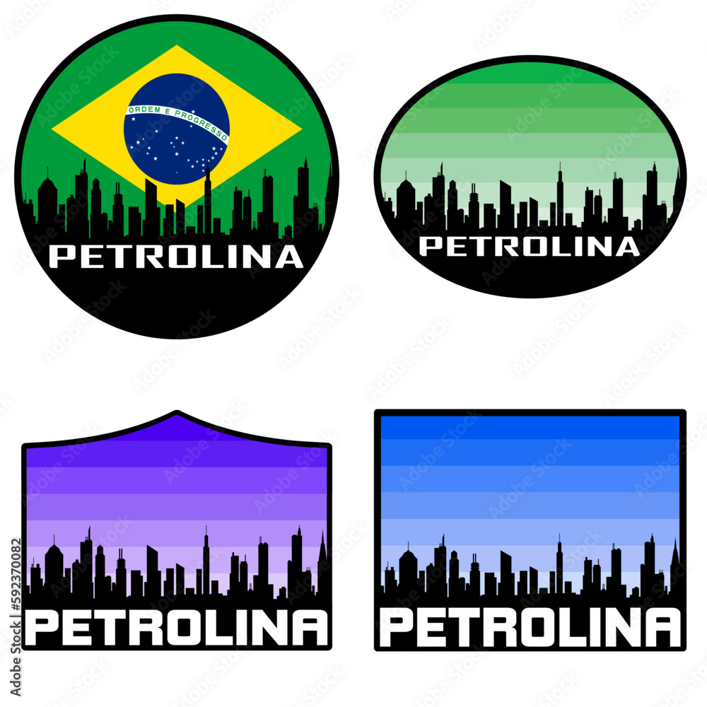 Petrolina Skyline Silhouette Brazil Flag Travel Souvenir Sticker Sunset ...