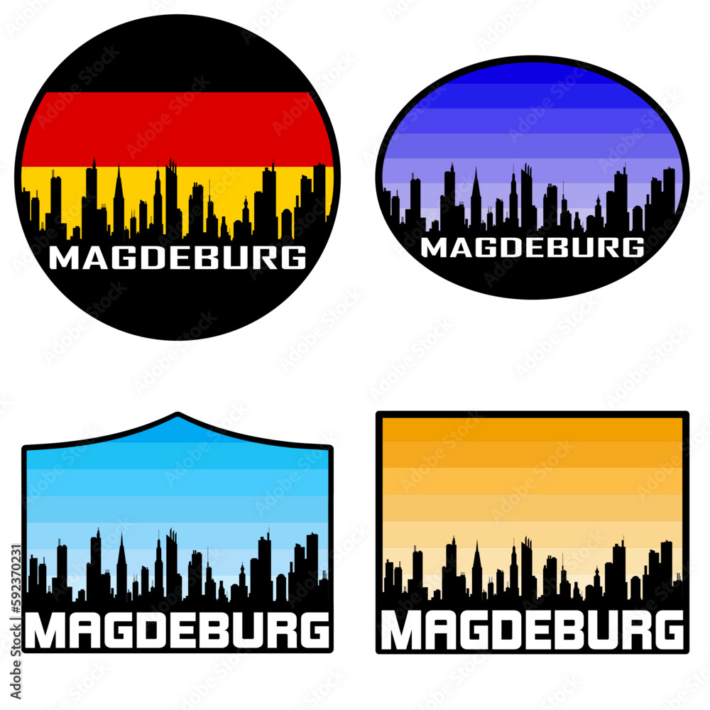 Magdeburg Skyline Silhouette Germany Flag Travel Souvenir Sticker ...