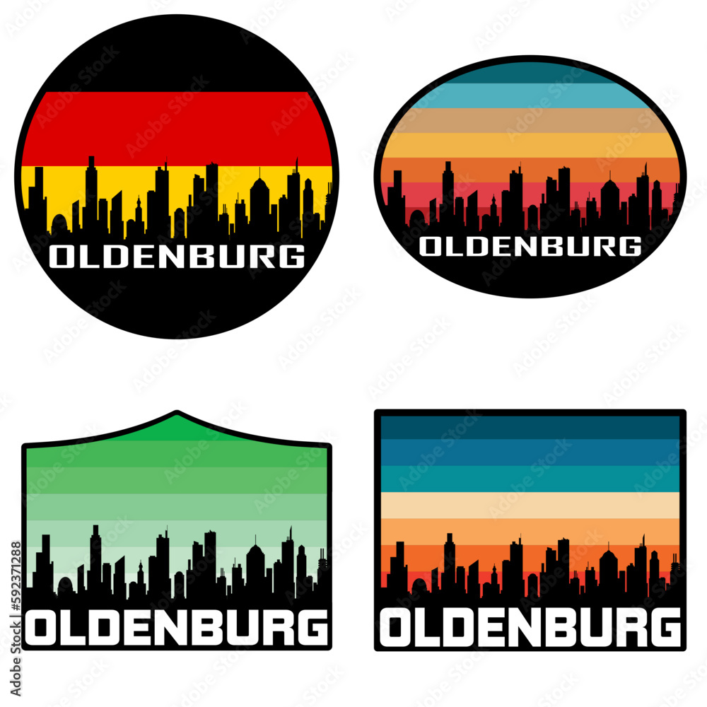 Oldenburg Skyline Silhouette Germany Flag Travel Souvenir Sticker ...