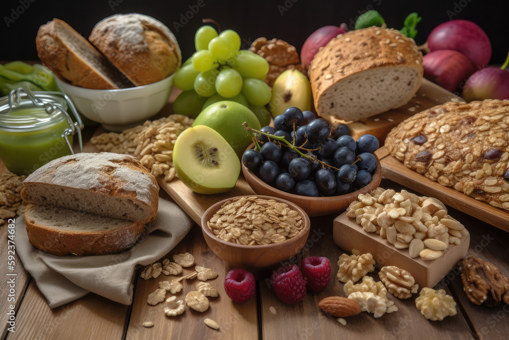 Foods rich in fiber include fruit, vegetables, whole wheat bread, pasta, nuts, legumes, grains ...