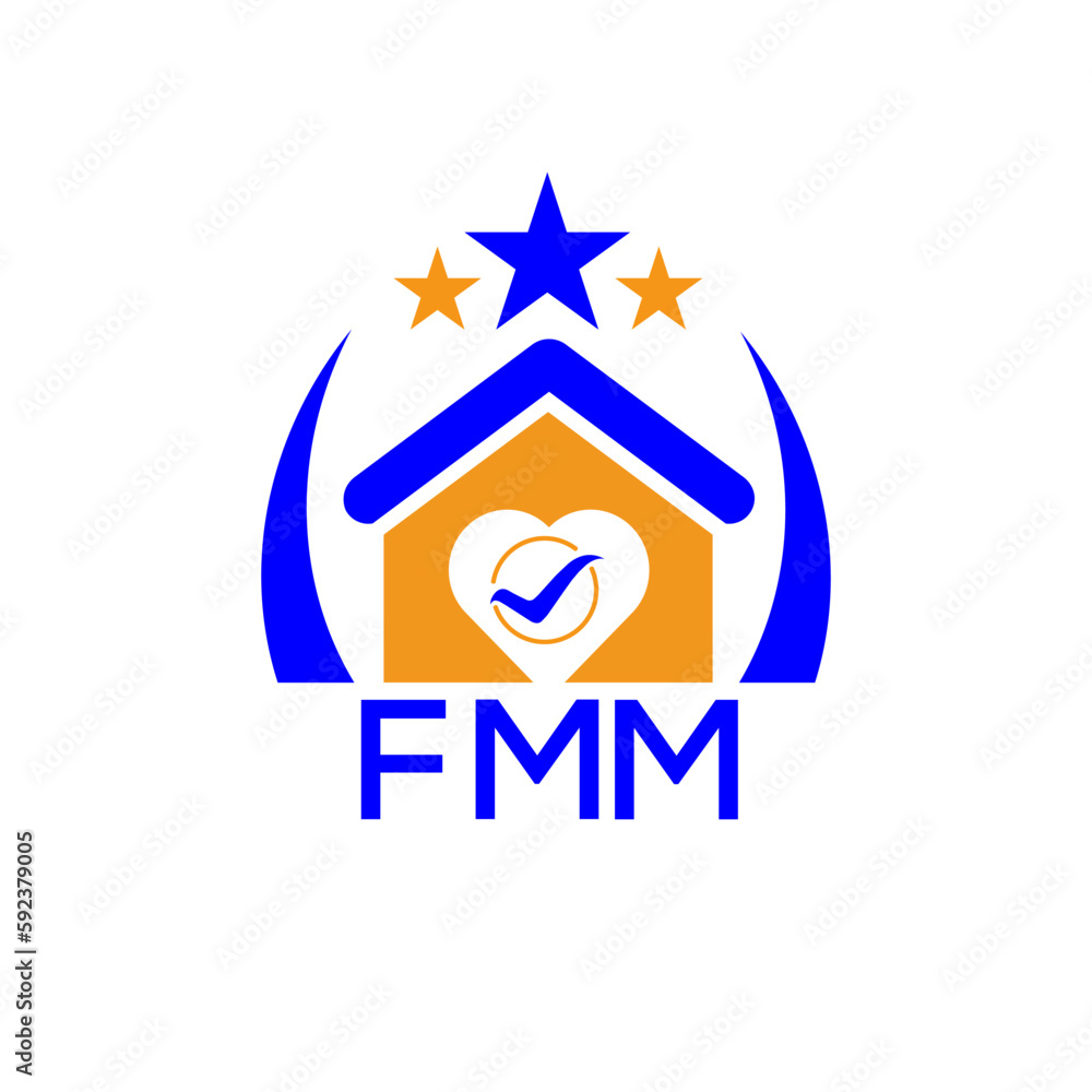 FMM House logo Letter logo and icon. Blue vector image on white ...