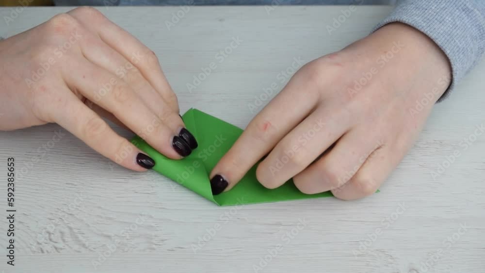 Step by step instruction how to make origami paper bookmark frog ...