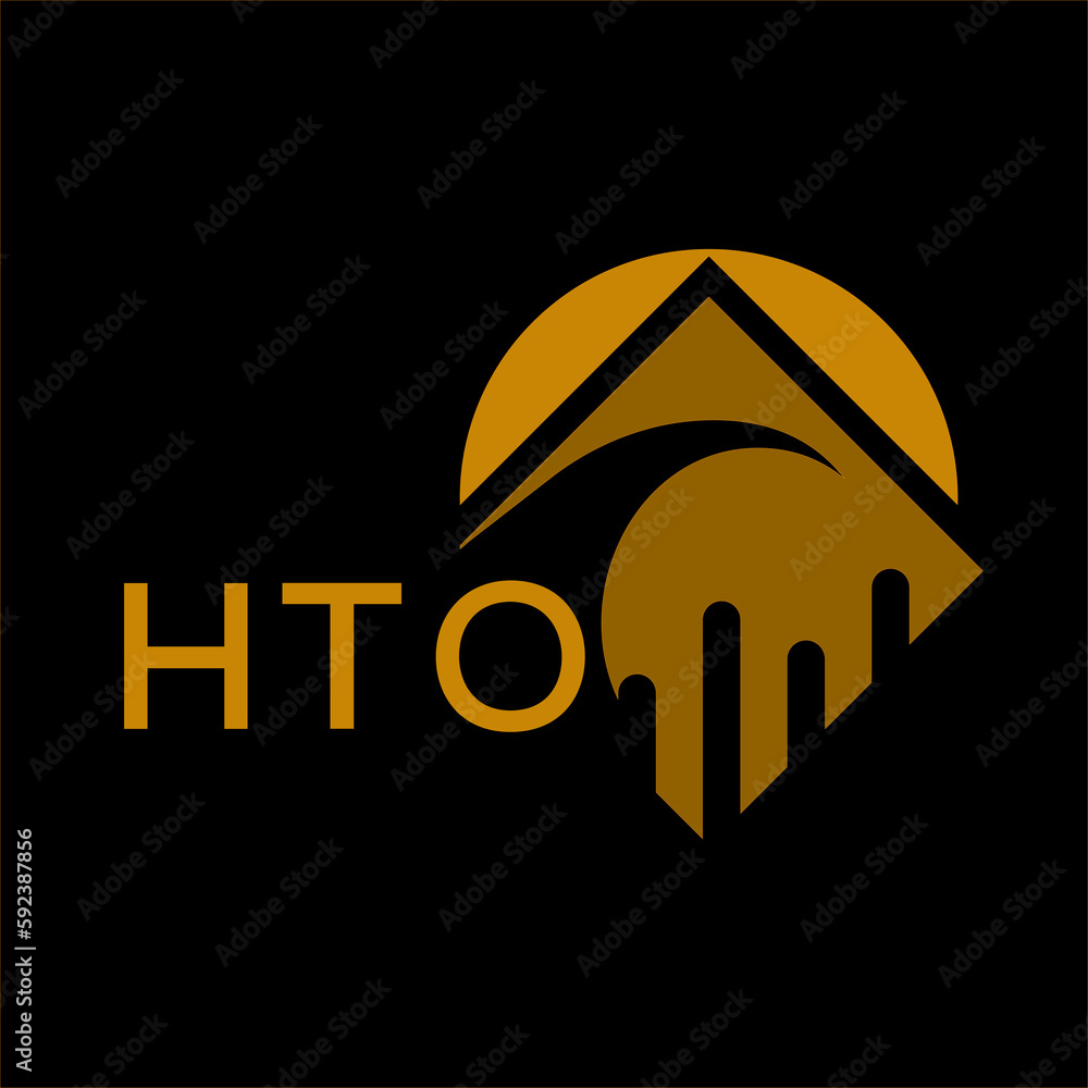 HTO golden color letter logo. HTO golden image on black background ...