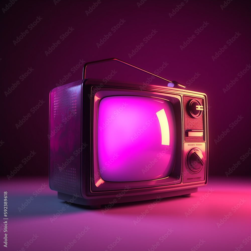 Retro Futuristic Television Sets with Knobs and Antennas on a ...