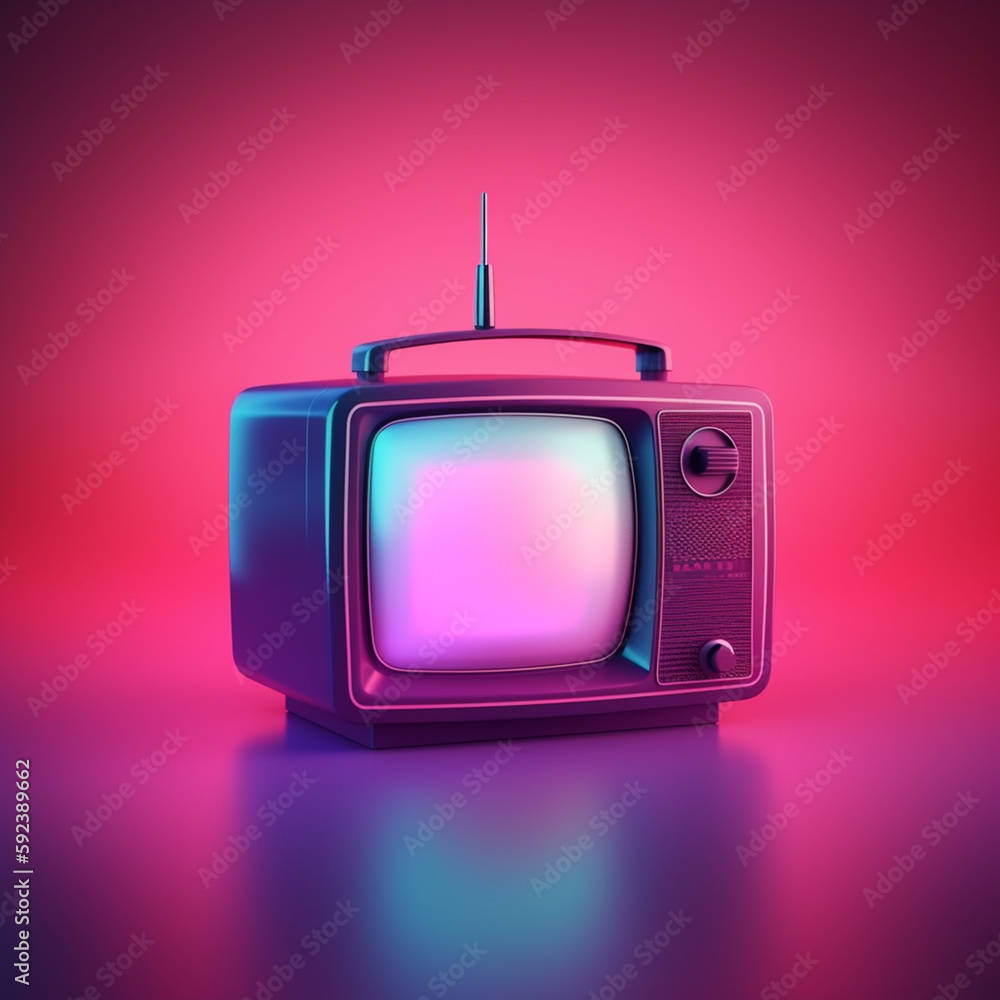 Retro Futuristic Television Sets with Knobs and Antennas on a ...