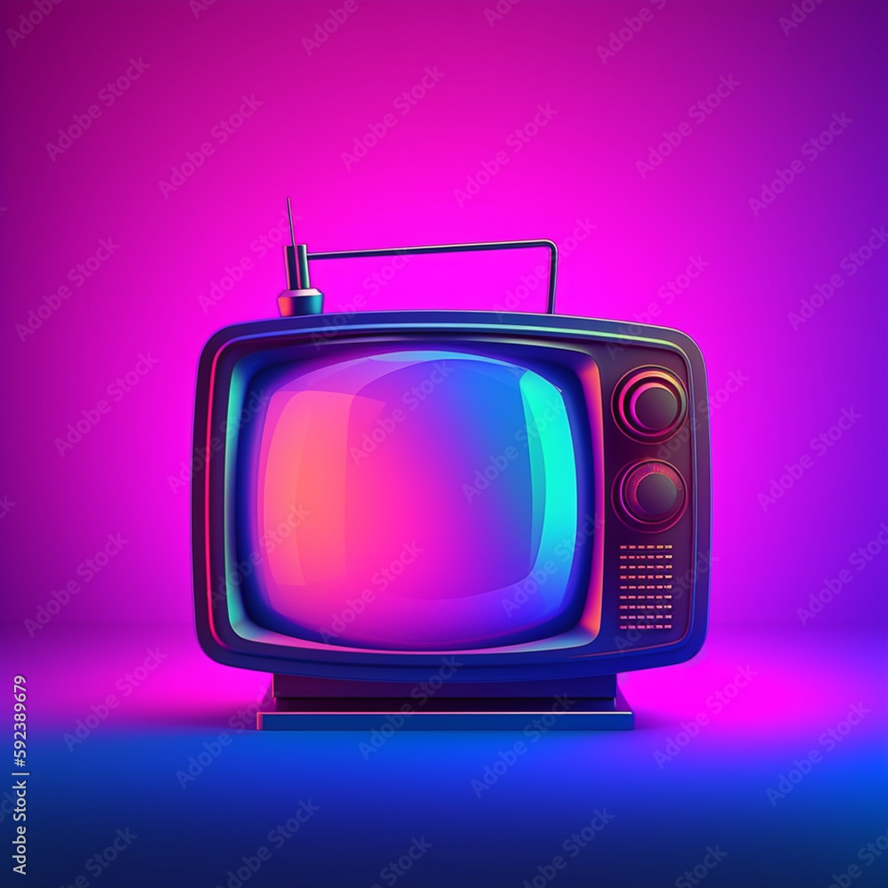 Retro Futuristic Television Sets with Knobs and Antennas on a ...