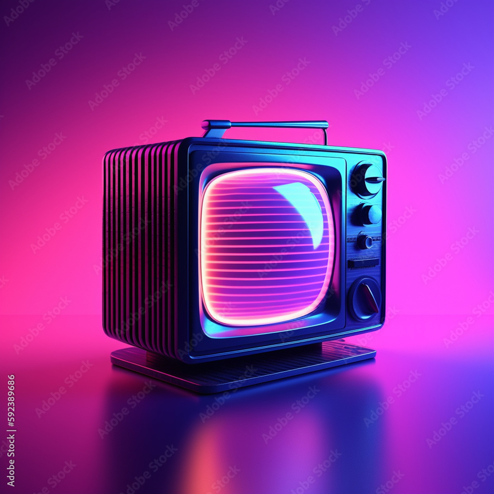 Retro Futuristic Television Sets with Knobs and Antennas on a ...