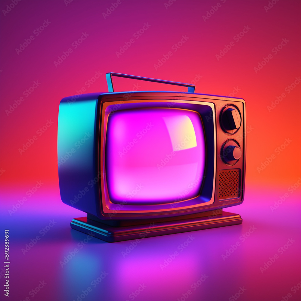 Retro Futuristic Television Sets with Knobs and Antennas on a ...