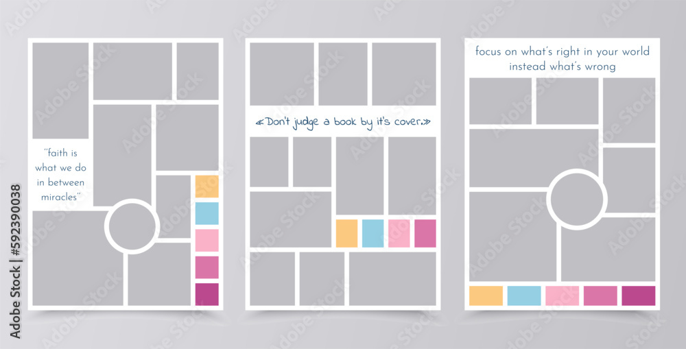 Moodboard template. Photo collage layout. Mood board background ...