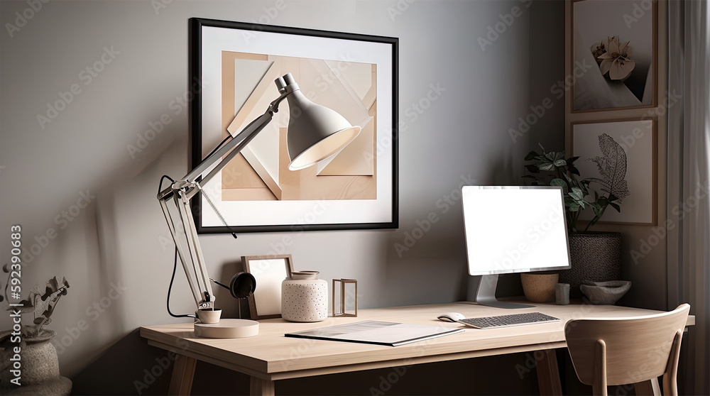 Modern and clean room online webinar Zoom meeting home office ...