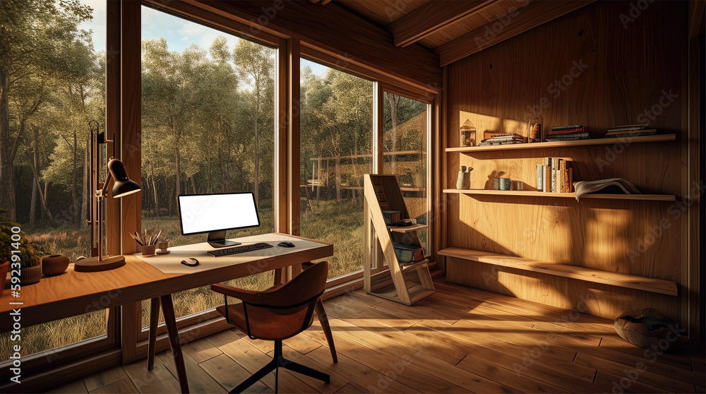 Bookshelf background of online webinar virtual room meeting home office ...