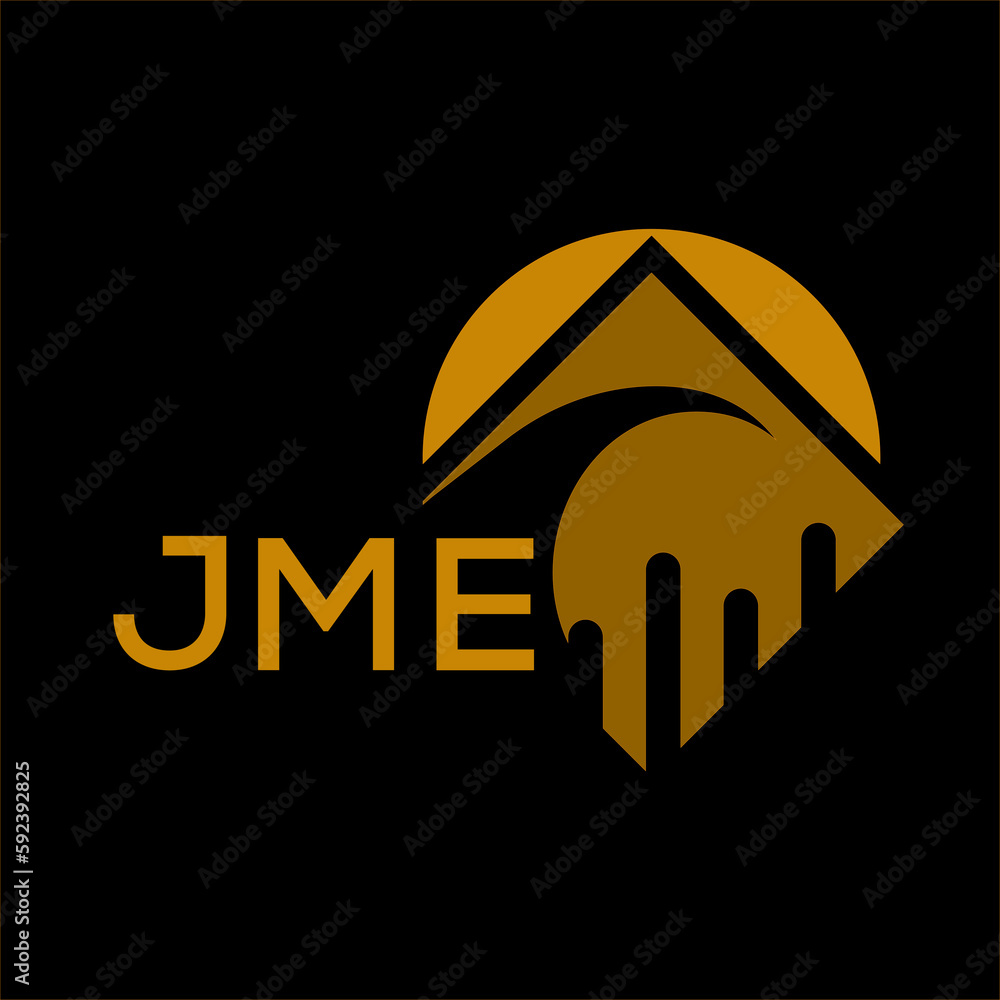 JME golden color letter logo. JME golden image on black background ...