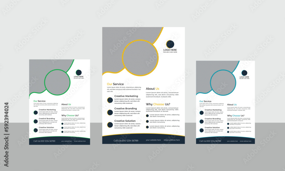 Photo Corporate business flyer, template design, 3 template of ...