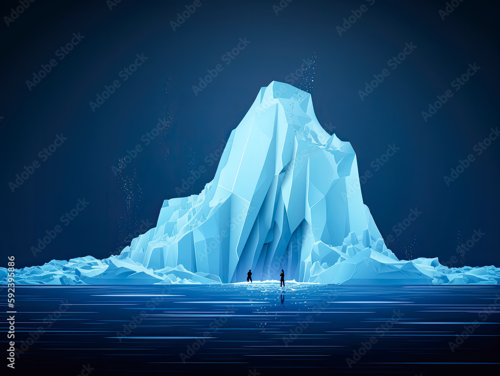 Beautiful iceberg with a hidden mountain in the sea with a view ...
