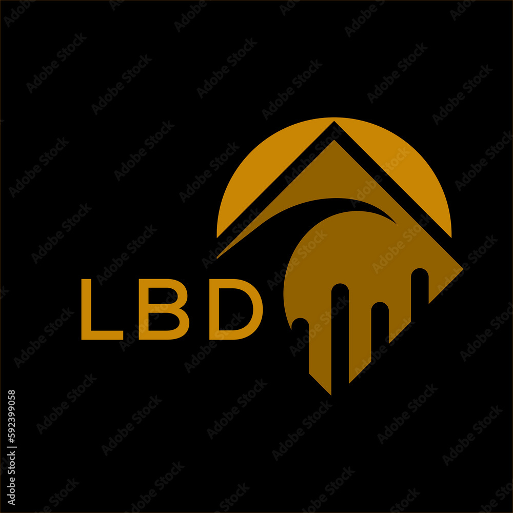 LBD golden color letter logo. LBD golden image on black background ...
