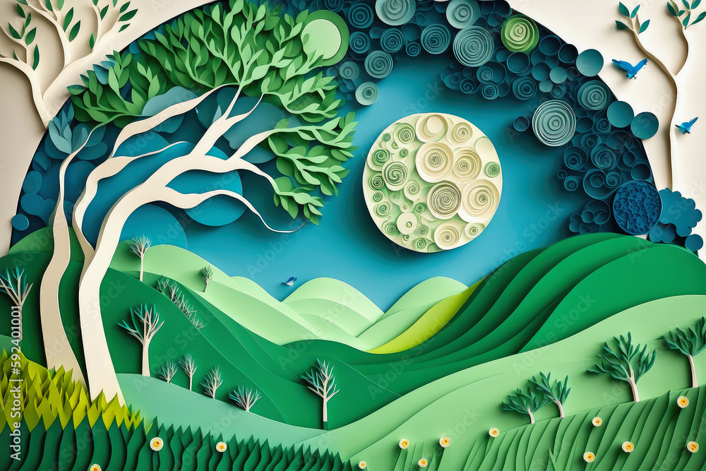 Paper art, Ecology and Earth Day, Saving nature and world Environment ...