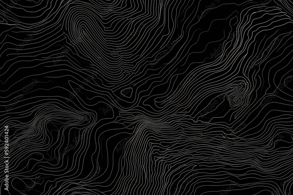Black and white topography map lines background. Generative AI. Stock ...