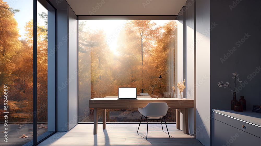 Modern and clean room online webinar Zoom meeting home office ...