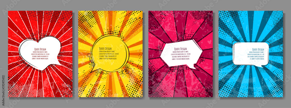Vector illustration. Funny brochure card template. Retro comic empty ...