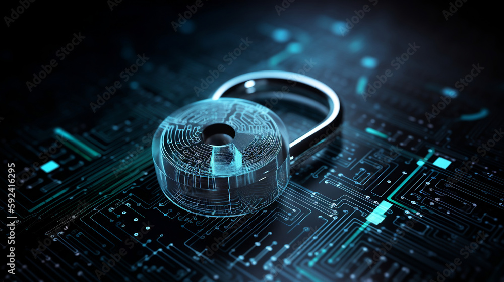 Security concept: Lock on digital screen, Generative Ai Stock ...