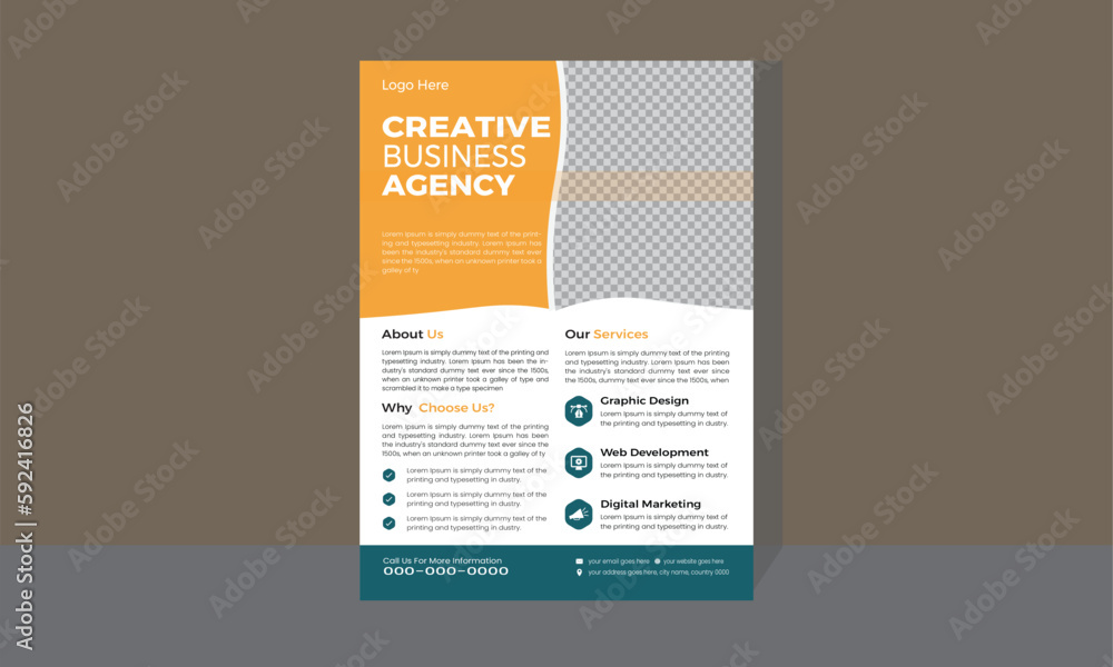 Flyer in A4, Creative flyer layout, Poster flyer, Vector template in A4 ...