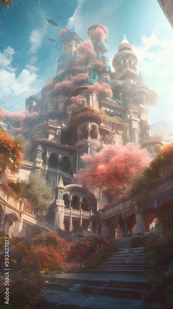 Cinematic epic detailed digital illustration, Hyperrealistic palace ...