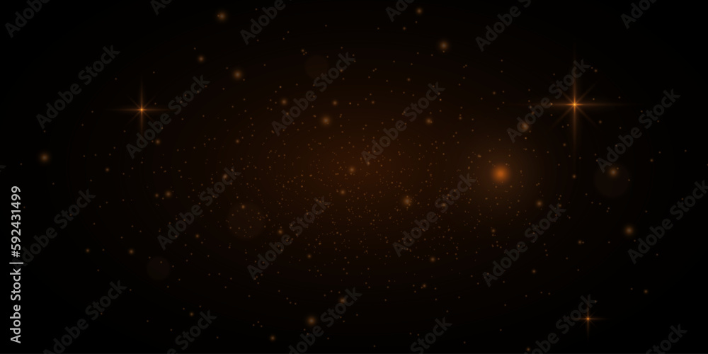 Shiny particle effect. Vector sparkles on a black background. Christmas ...