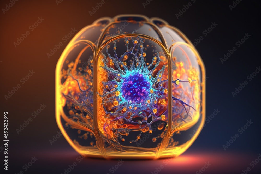 Human cell. Embryonic stem cell microscope. Components of Eukaryotic ...