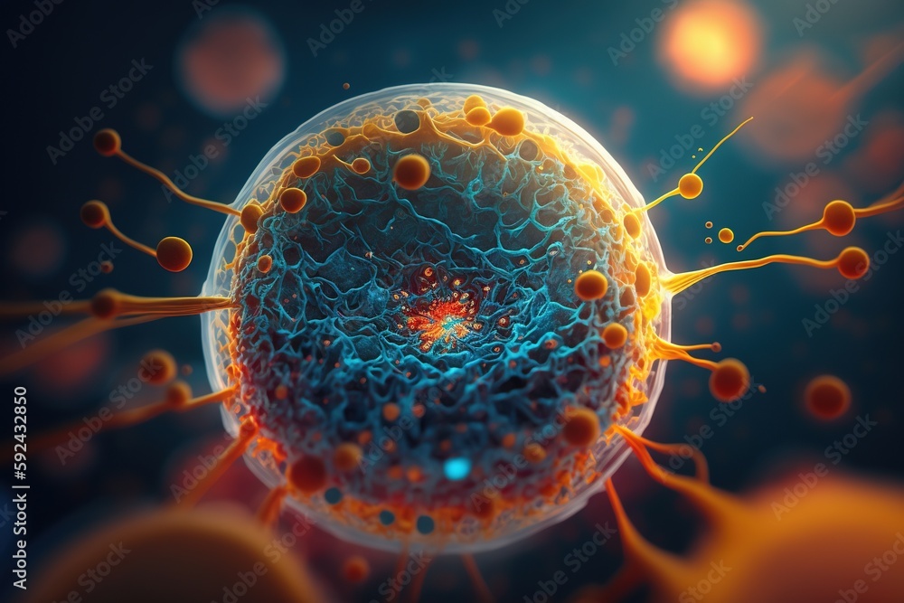 Human cell. Embryonic stem cell microscope. Components of Eukaryotic ...