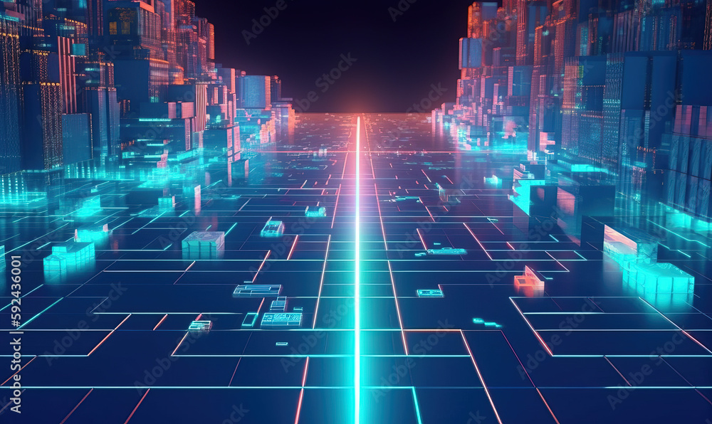 digital tunnel, digital city, future technology digital transformation ...