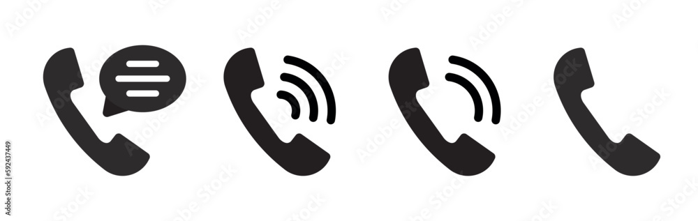 Phone icon set. Call sign. Telephone symbols. Contact us icon. Flat ...