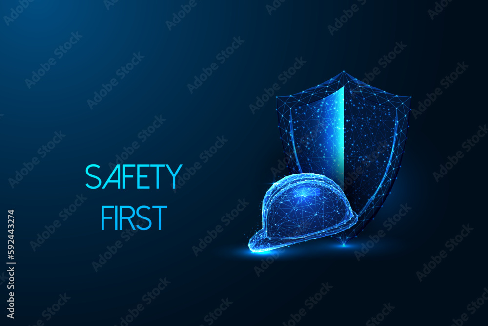 Concept of Safety first, workplace security in futuristic style with ...