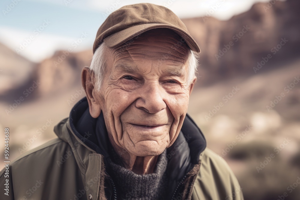 Headshot portrait photography of a satisfied elderly 100 years old man ...