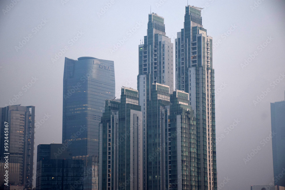 Skyscrapers in the metropolitan city of Jakarta, Indonesia, office ...