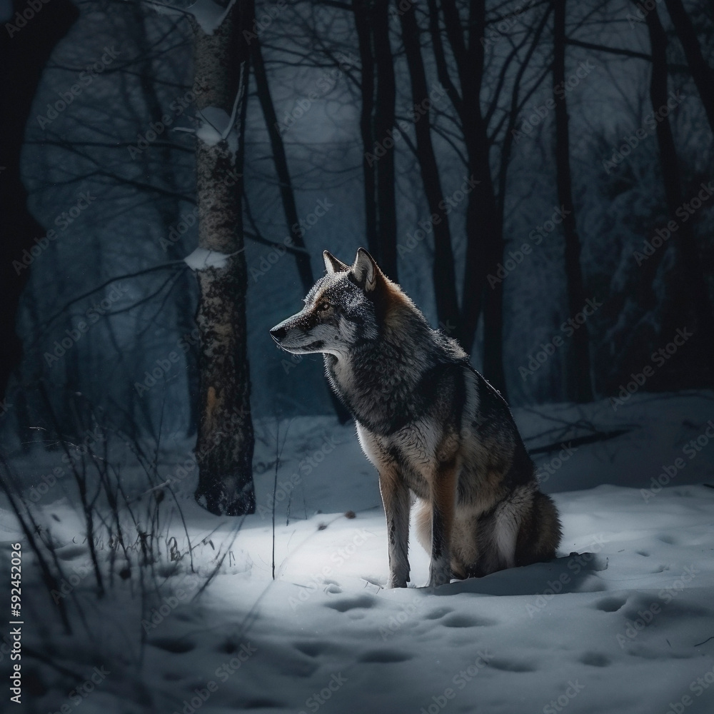 Wolf (Canis lupus) is the largest carnivore of the canine family ...