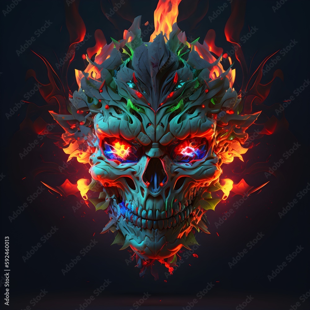 Molten rocks undead evil smile red eyes flowers around dim background ...