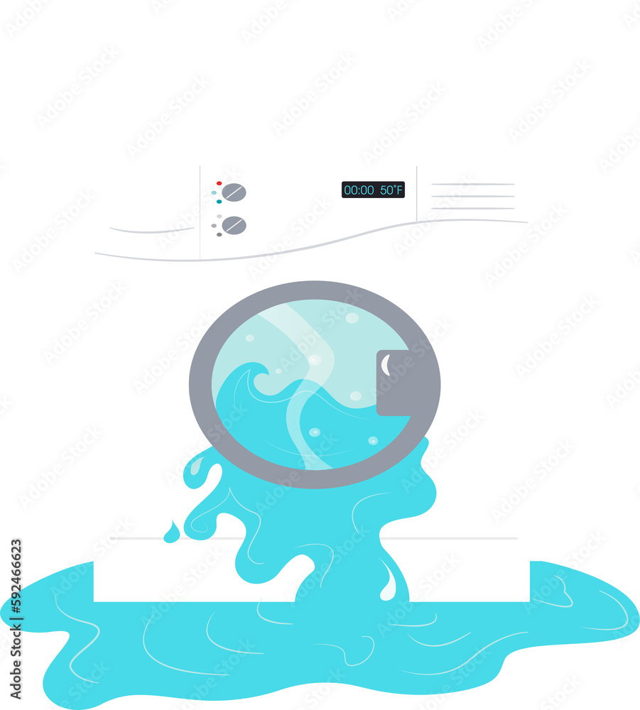 transparent illustration of a broken down cartoon washing machine ...