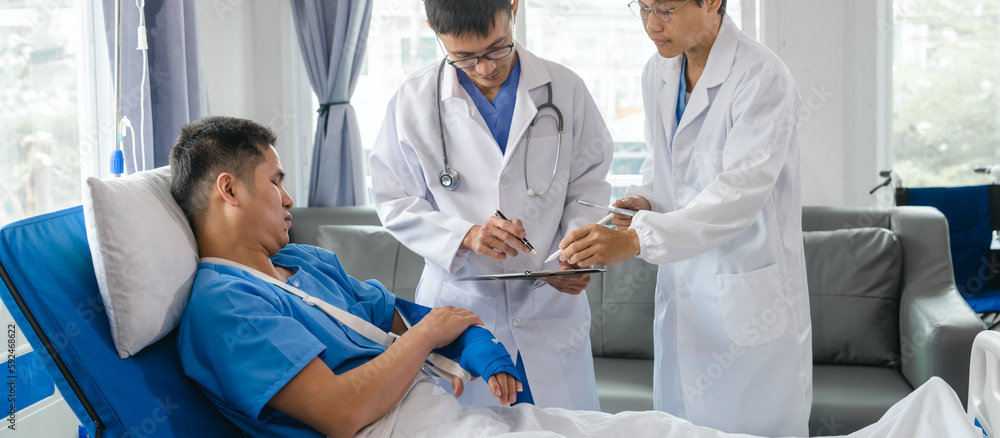 The medical team visits the car accident patients who are lying on the ...