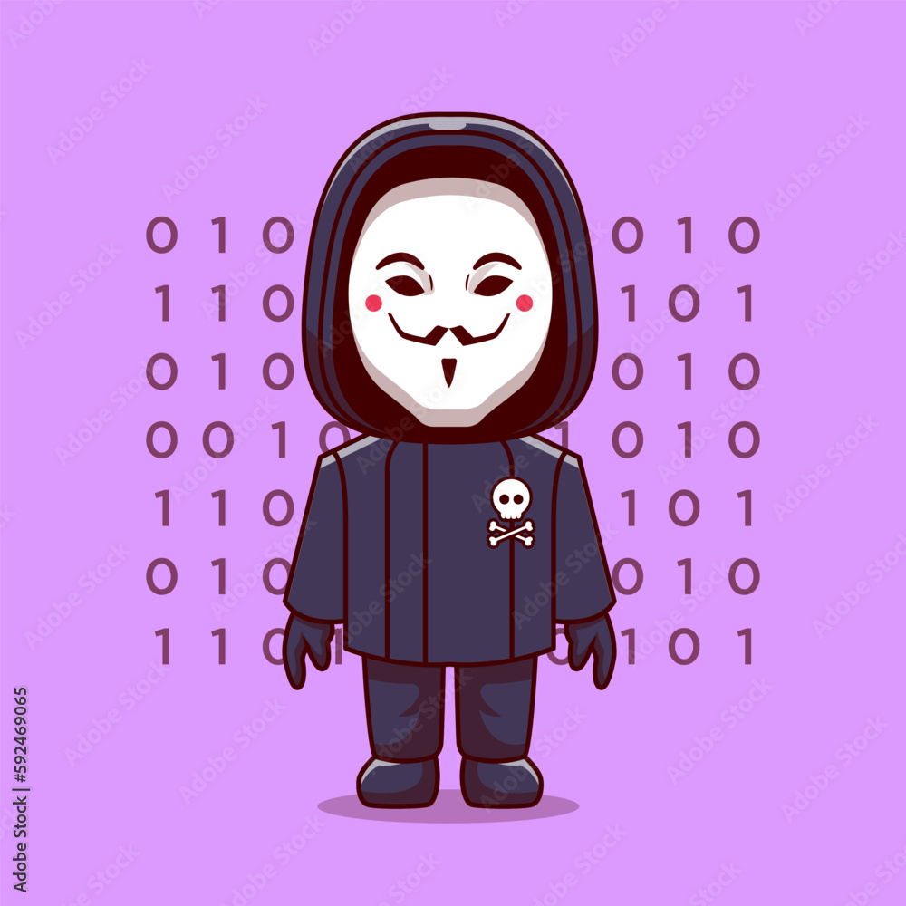 Cute Hacker Standing Cartoon Vector Icon Illustration. People ...