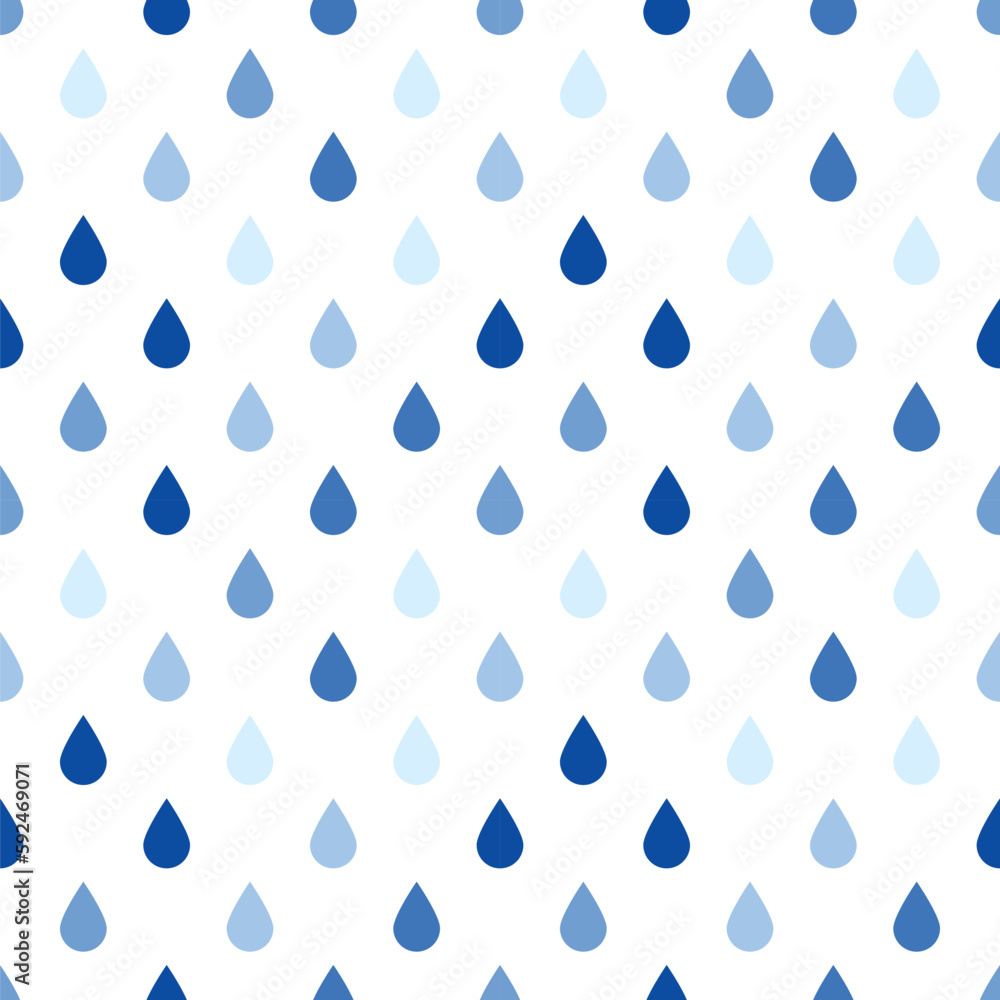 Water drops or raindrops seamless pattern. Simple and basic droplets in ...