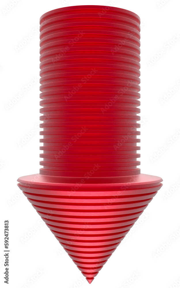 Red down arrow 3d icon, Downward movement symbol, Indicator of decline ...