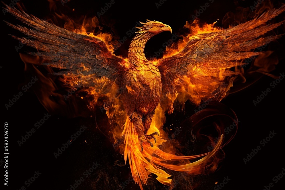 Burning phoenix rising from the ashes. AI Generated. Generative AI ...