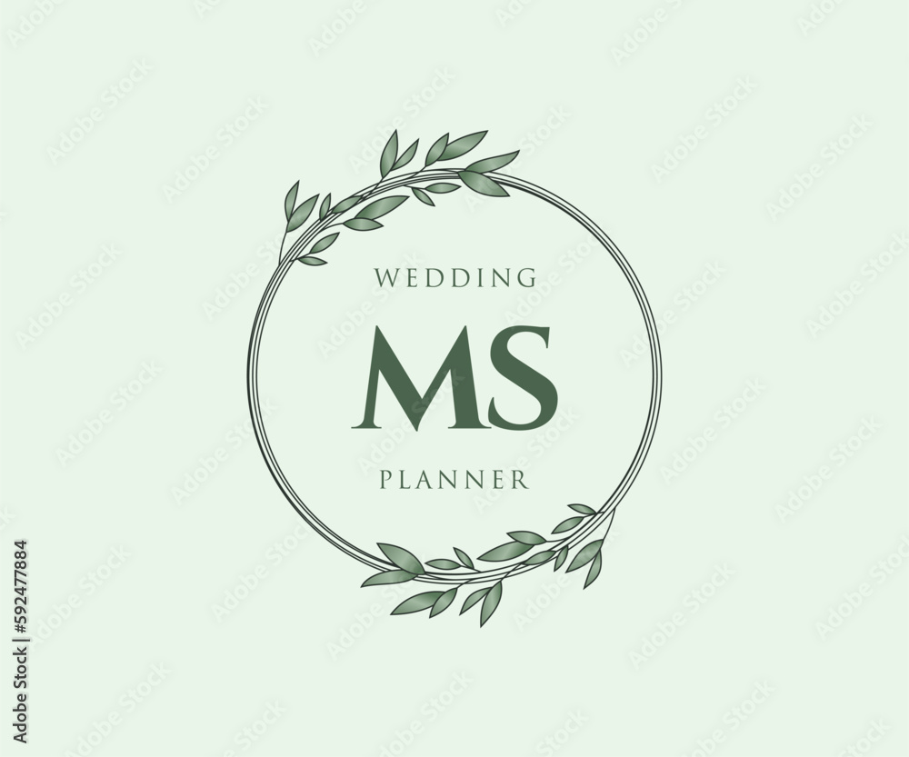 MS Initials letter Wedding monogram logos collection, hand drawn modern ...