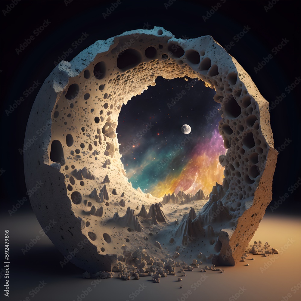 a look 3d model of the inside of the moon wide angle HD cinematography ...