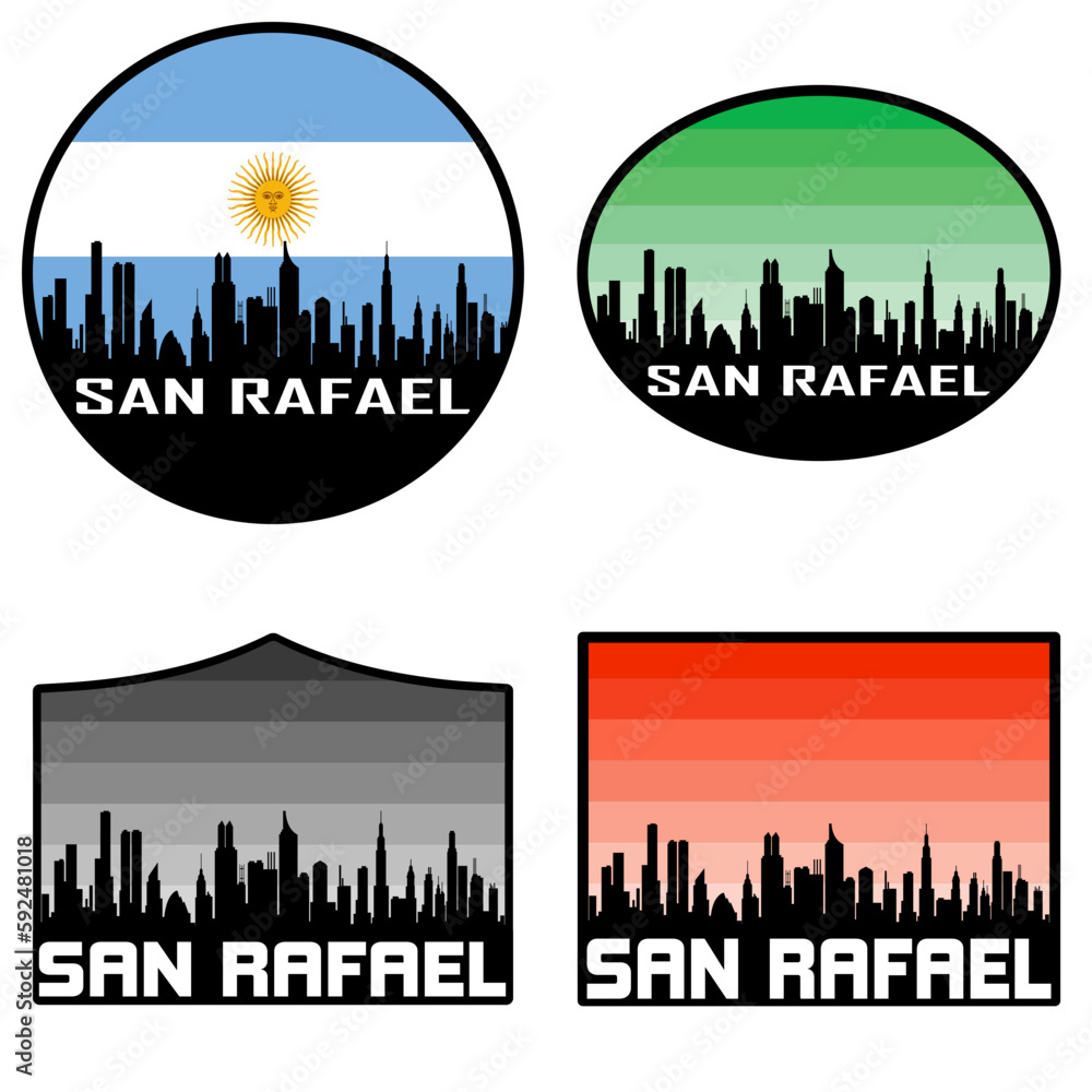 San Rafael Skyline Silhouette Argentina Flag Travel Souvenir Sticker ...