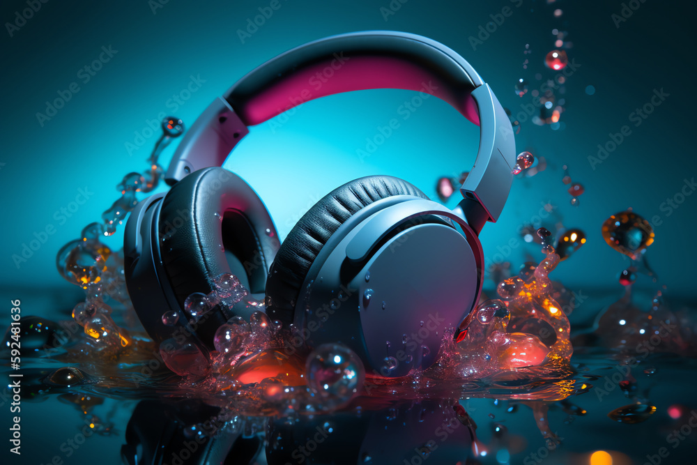 music background with headphones Stock Illustration | Adobe Stock