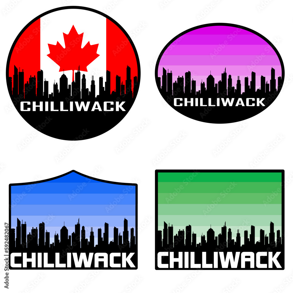 Chilliwack Skyline Silhouette Canada Flag Travel Souvenir Sticker ...