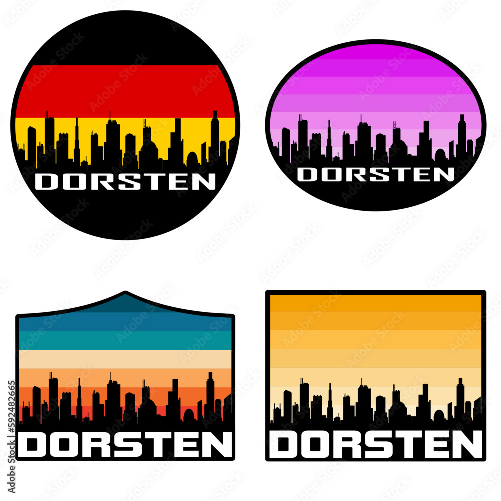 Vettoriale Stock Dorsten Skyline Silhouette Germany Flag Travel ...